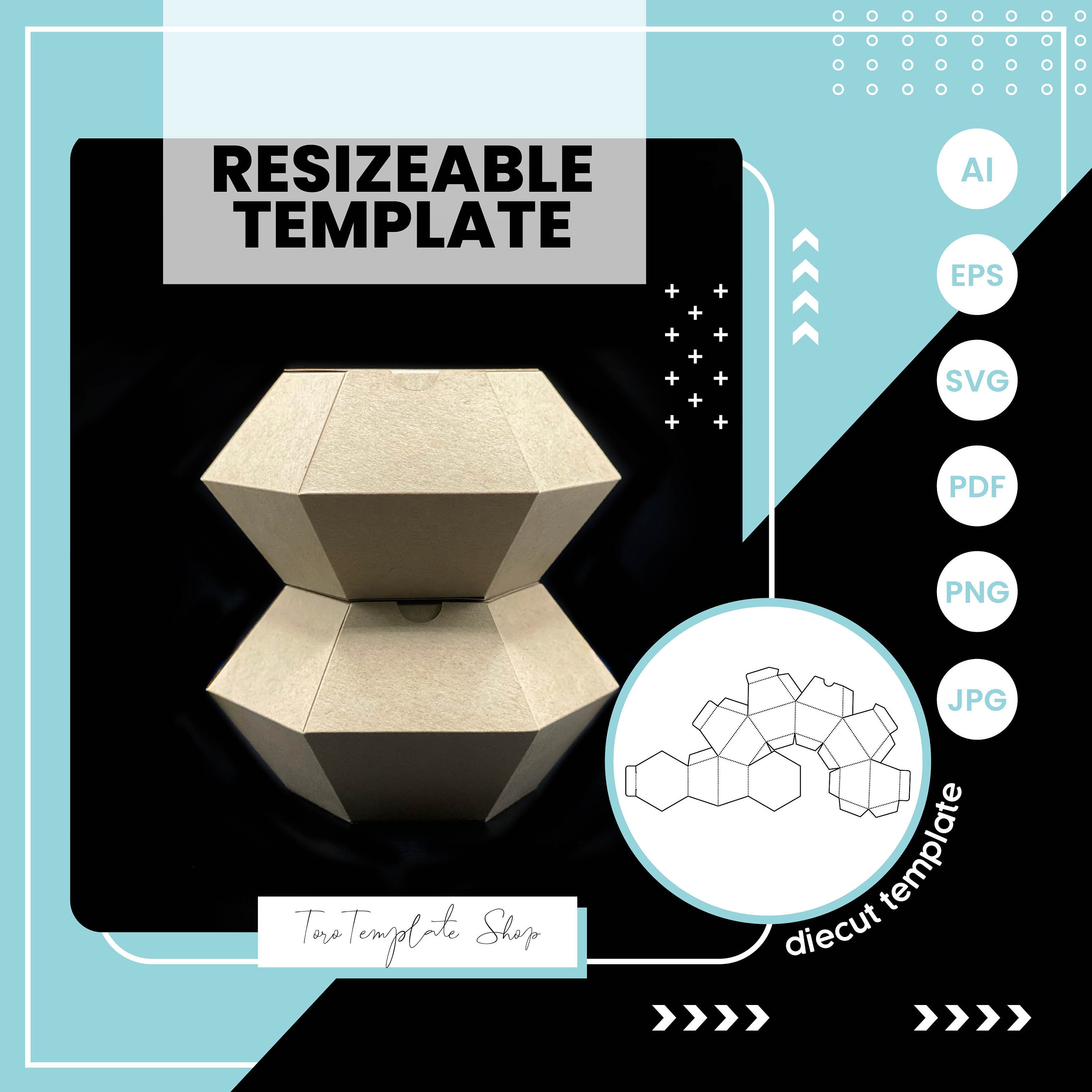 Hexagon Box Template, Gift Box Template, Candy Box Template, Cookies ...