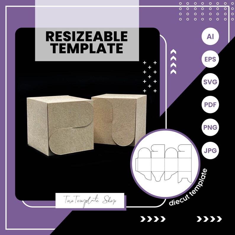 Square Box Template, Gift Box Template, Candy Box Template, Cookies Box ...