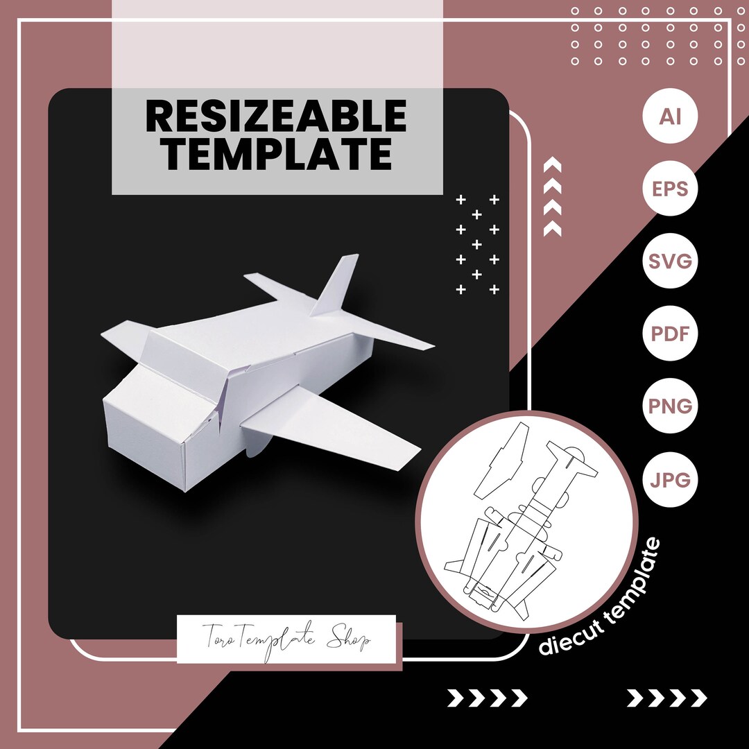 Aircraft Shape Box Template, Plane Shape Box Template Template, Gift ...