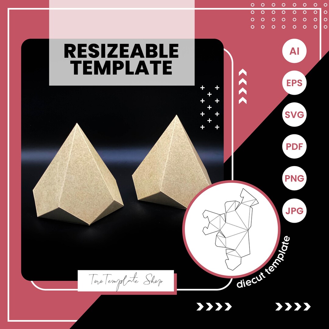Diamond Shape Box Template, Gift Box Template, Candy Box Template ...