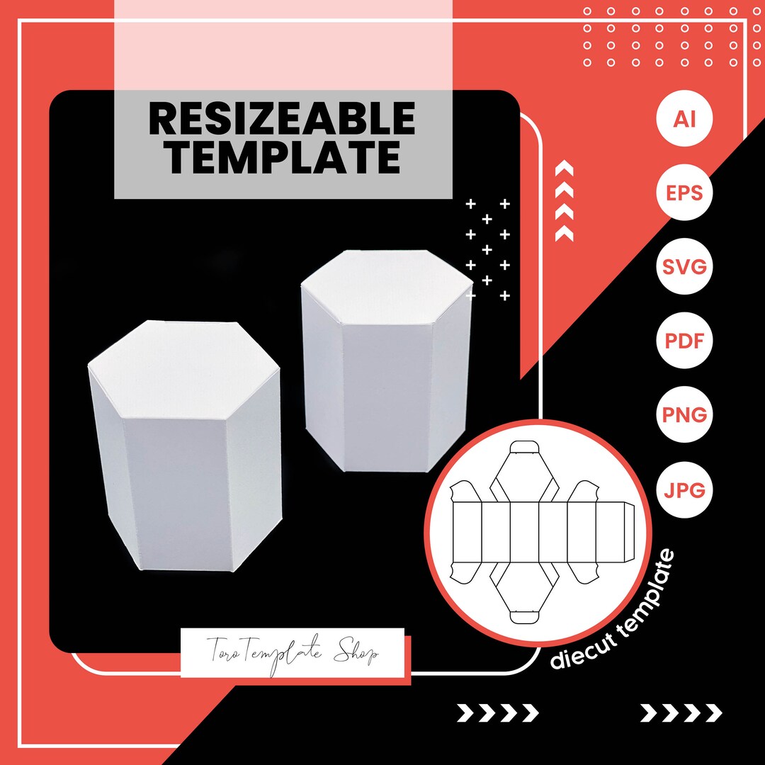 Hexagon Gift Box Template: Resizeable Jewelry/cookie Box (digital ...