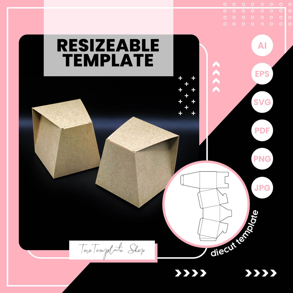 Trapezoid Box Template, Gift Box Template, Candy Box Template, Cookies ...