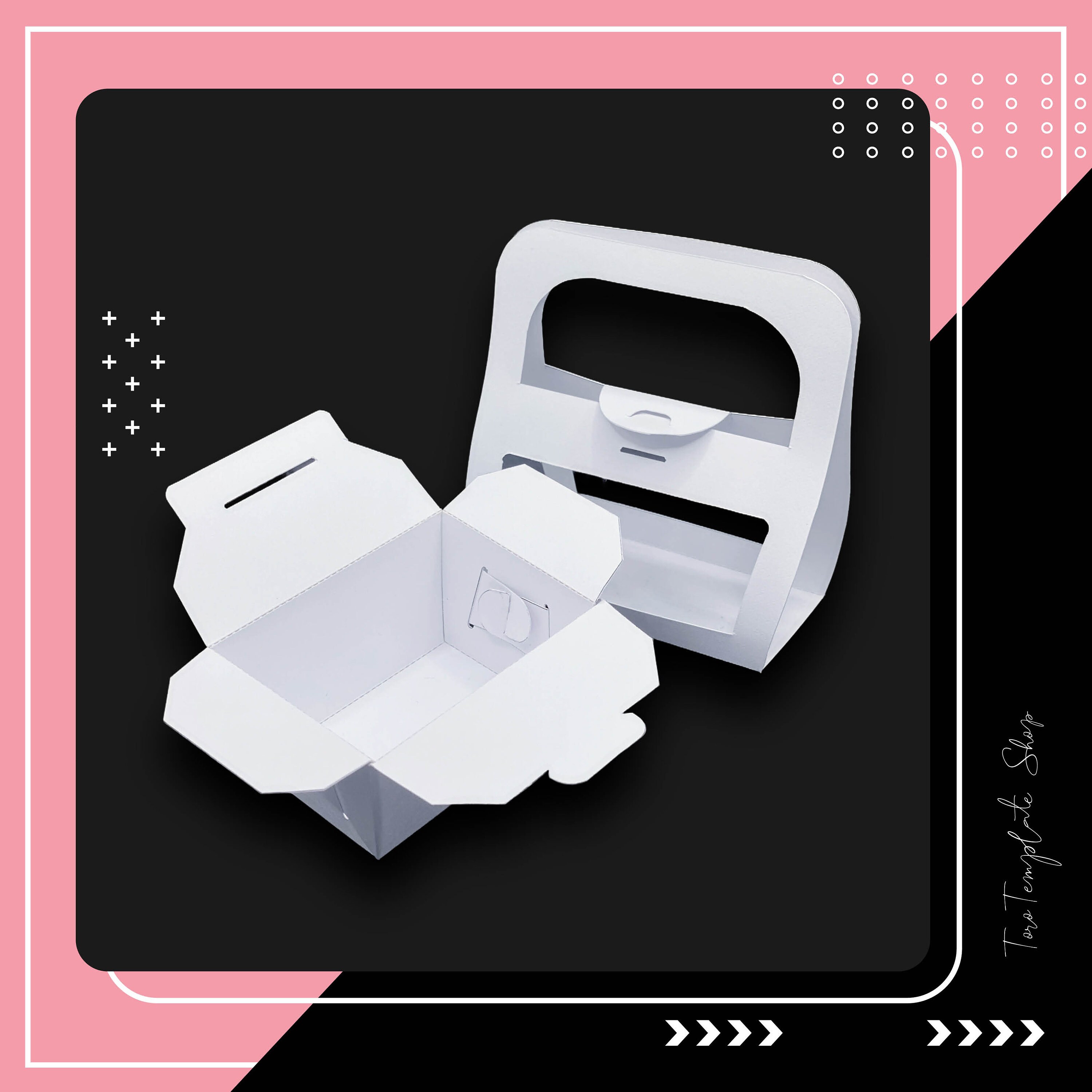 Food Box With Handle Template, Cookie Box Template, Resizeable Template ...