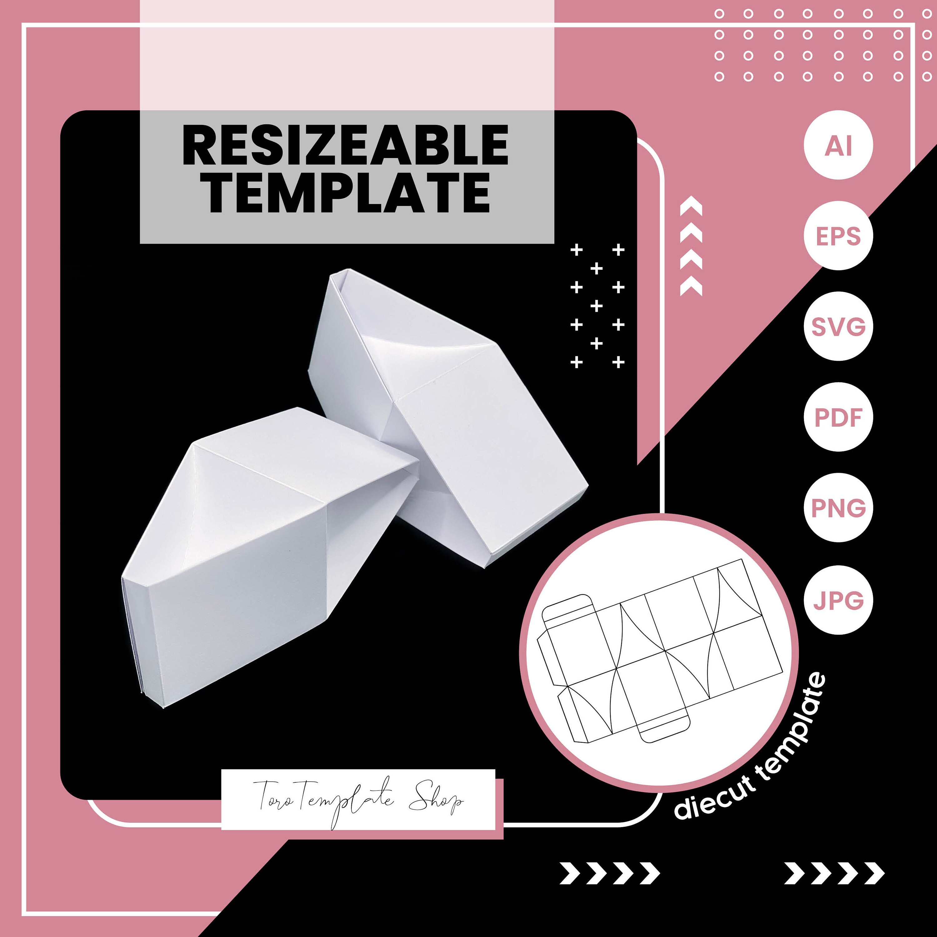 Upside Down Triangle Box Template T Box Template Candy Box Template Resizeable Template