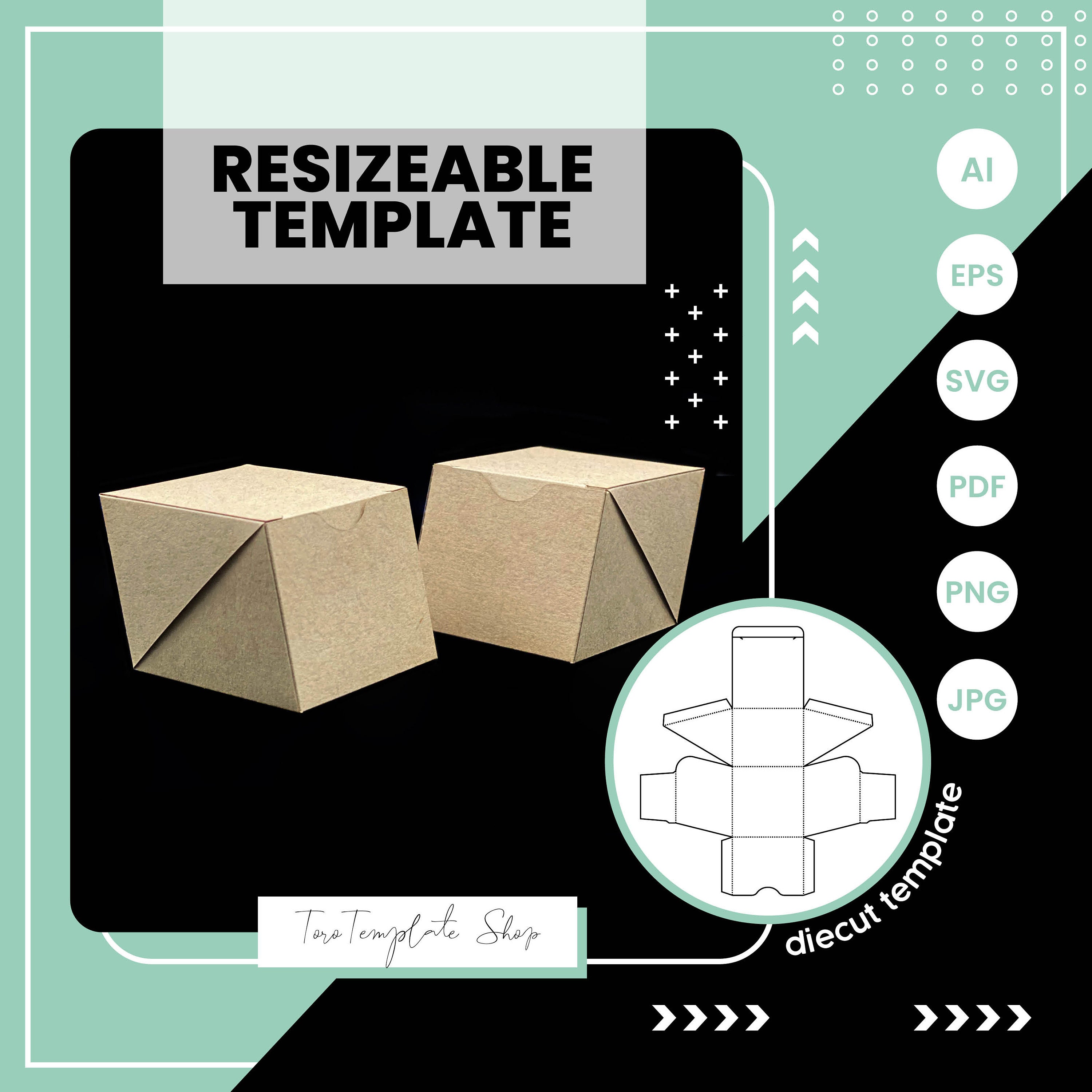 Rhombus Box Template, Gift Box Template, Candy Box Template, Cookies ...