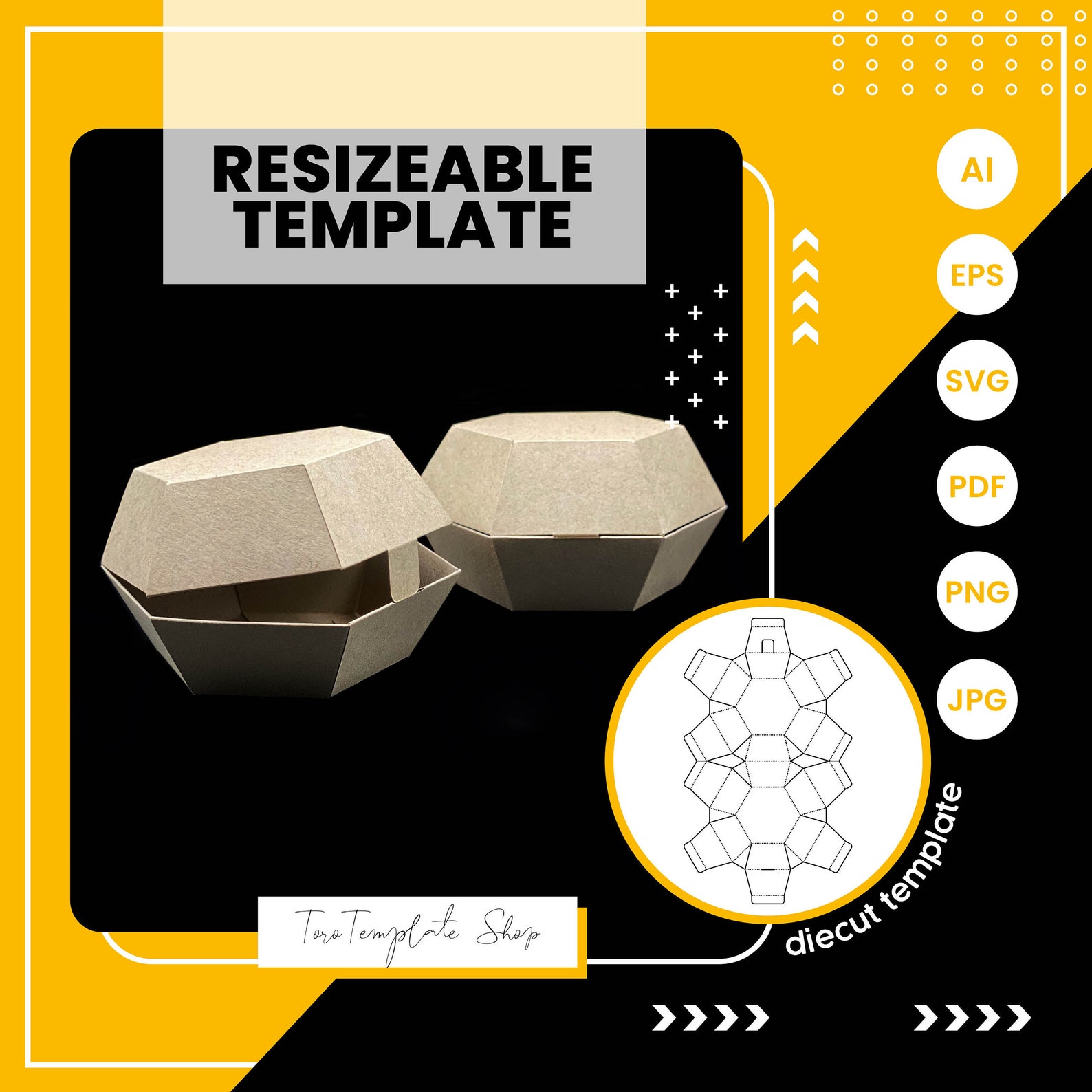 Hexagon Box Template, Gift Box Template, Candy Box Template, Cookies ...