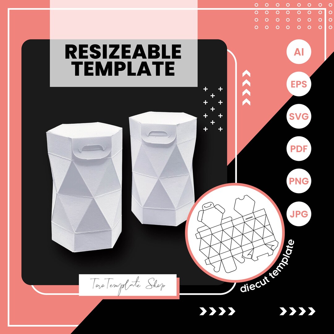 Hexagon Zigzag Box Template, Gift Box Template, Candy Box Template ...