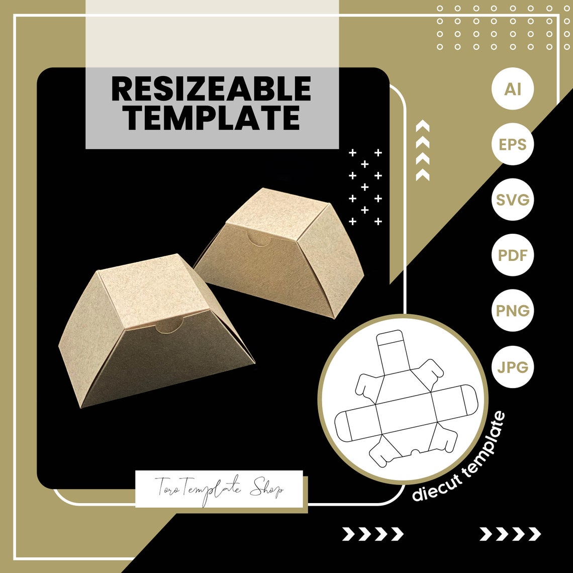 Rhombus Box Template, Gift Box Template, Candy Box Template, Cookies ...