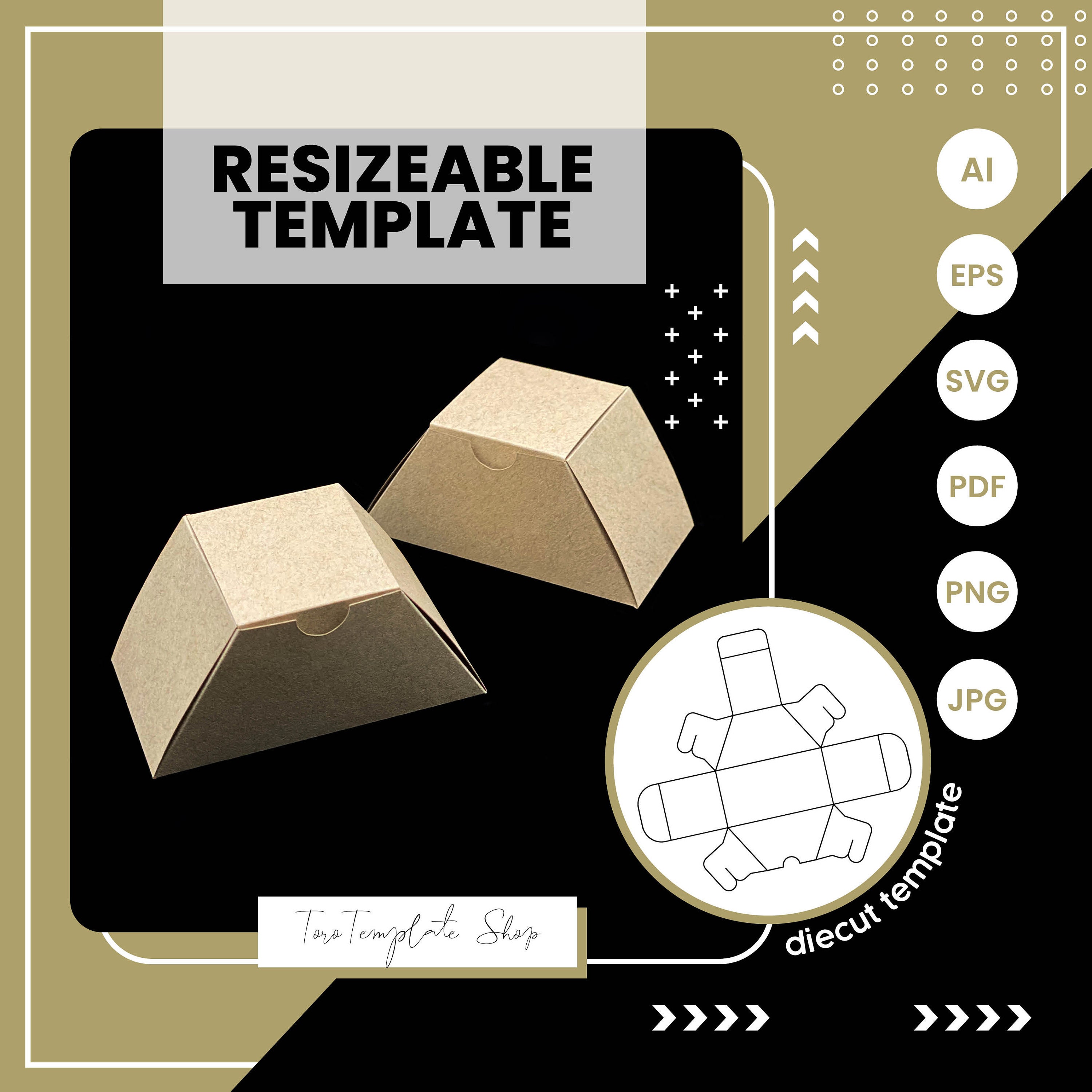 Rhombus Box Template, Gift Box Template, Candy Box Template, Cookies ...