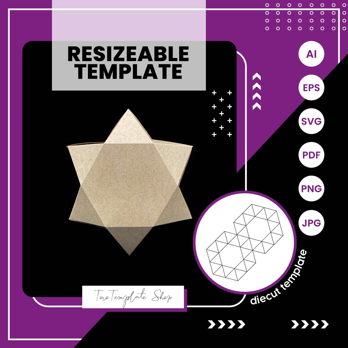 Star Box Template: Printable Candy/cookie Box (digital Download) - Etsy