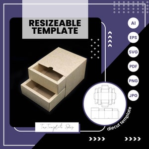 2 Drawer Box Template, Gift Box Template, Candy Box Template ...