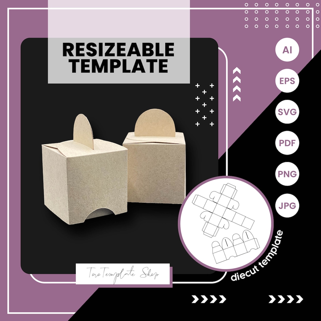 Square Gift Box Template: Printable, Resizeable (digital Download ...