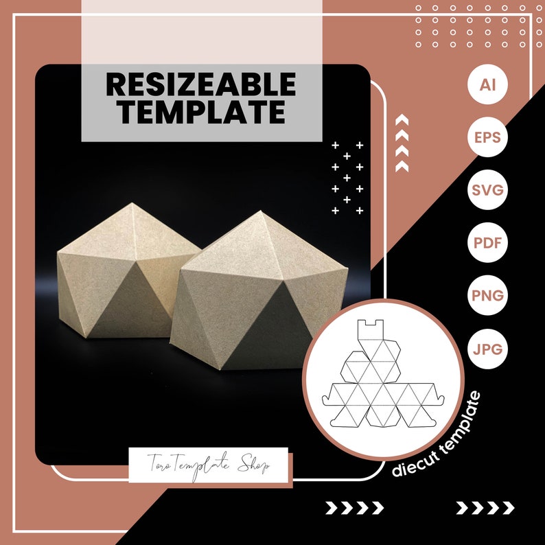 Pentagon Pyramid Box Template: Resizeable Gift/candy Box (digital ...