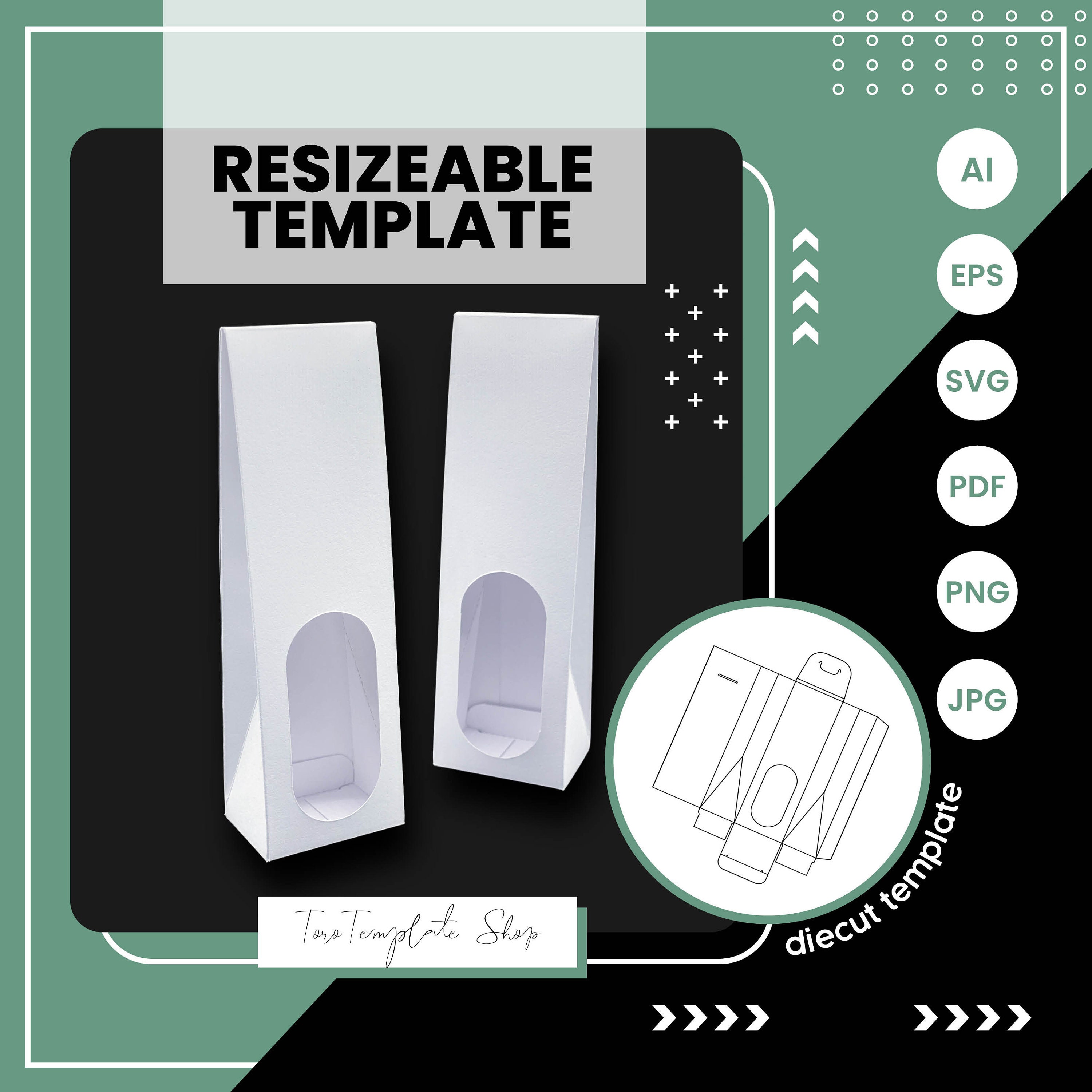 Tall Triangle Shape Box Template, Gift Box Template, Candy Box Template ...