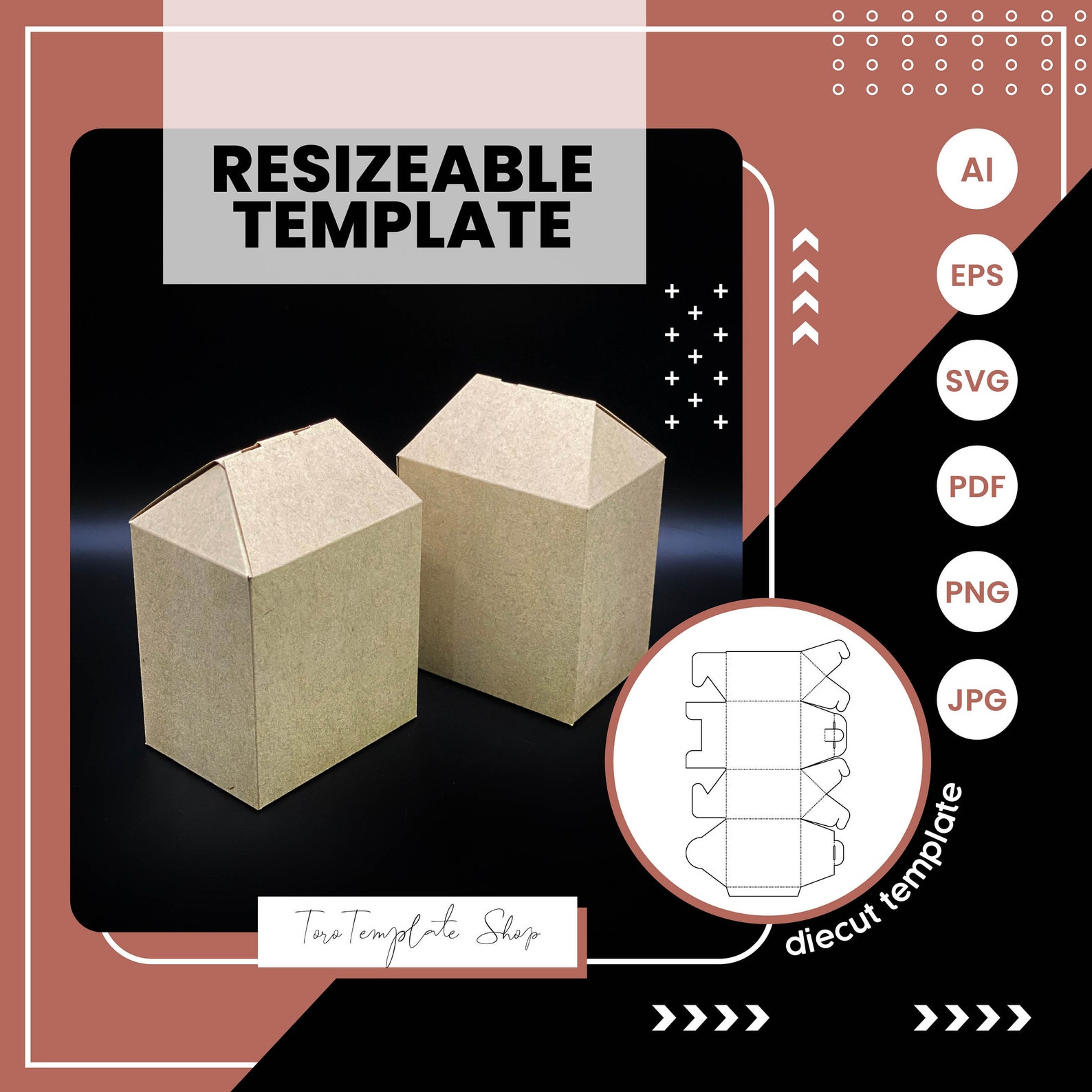 House Shape Gift Box Template: Resizeable Printable (digital Download ...