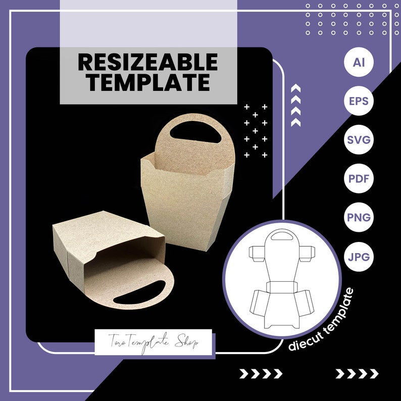 Basket Box With Handle Template, Gift Box Template, Candy Box Template ...