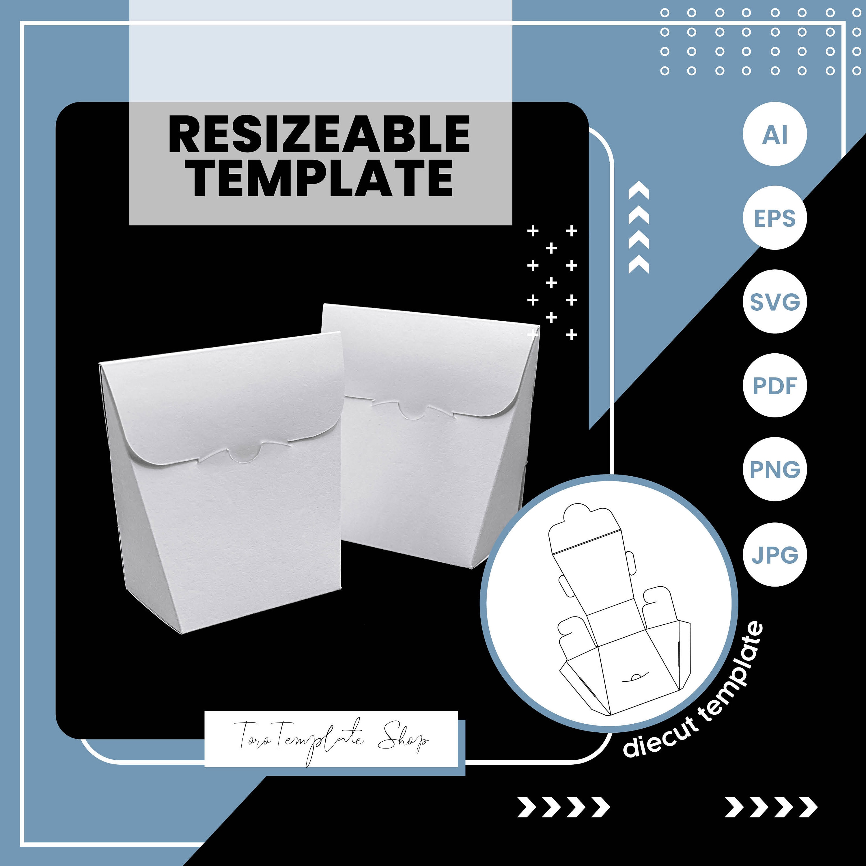 Flip Box Template, Gift Box Template, Candy Box Template, Resizeable ...