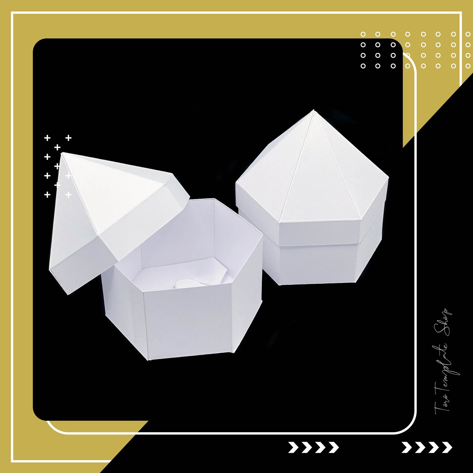 Hexagon Box With Lid Template, Gift Box Template, Jewelry Box Template ...