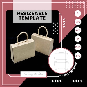 Box With Handle Template, Gift Box Template, Candy Box Template ...