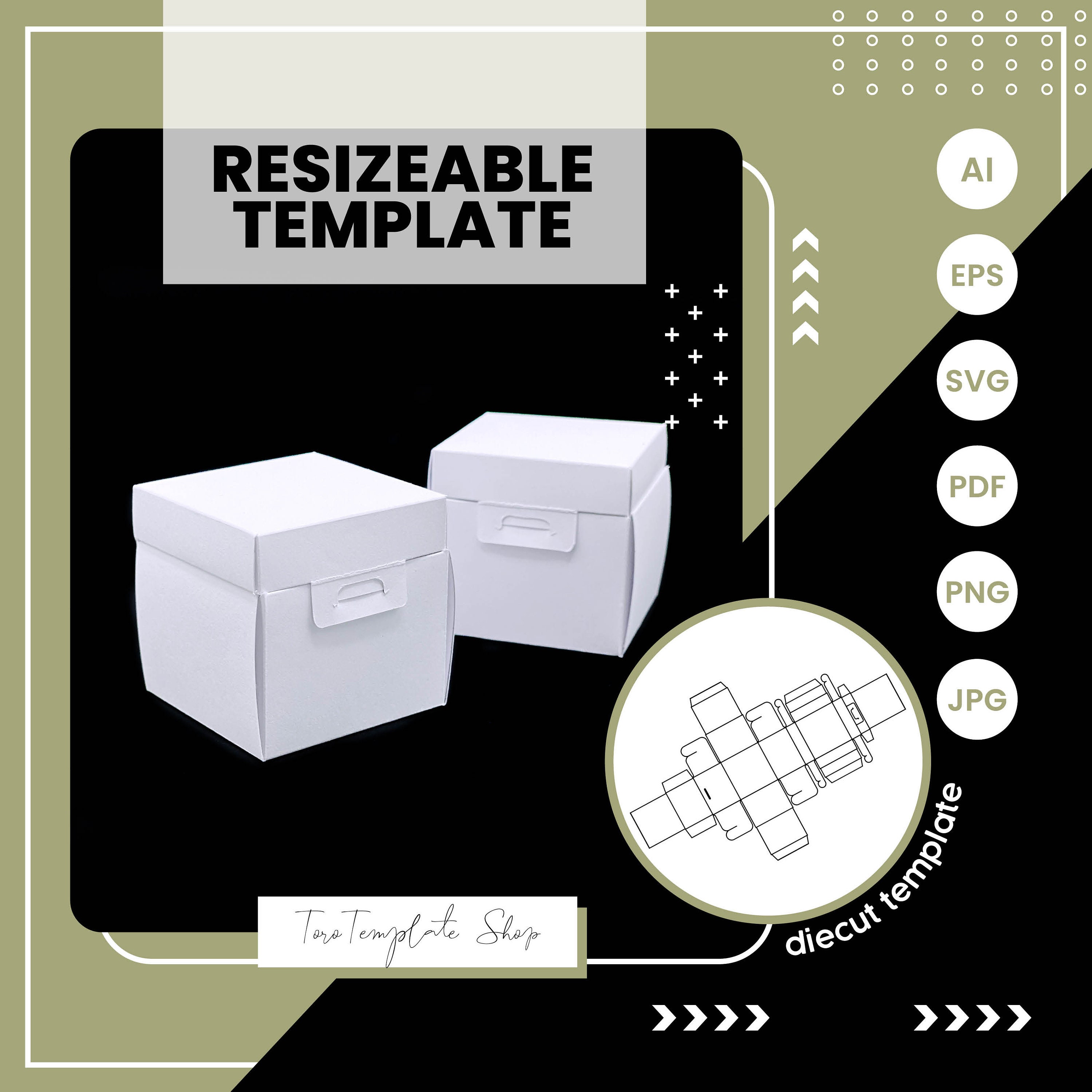 Square Box Template, Gift Box Template, Jewelry Box Template, Candy Box ...