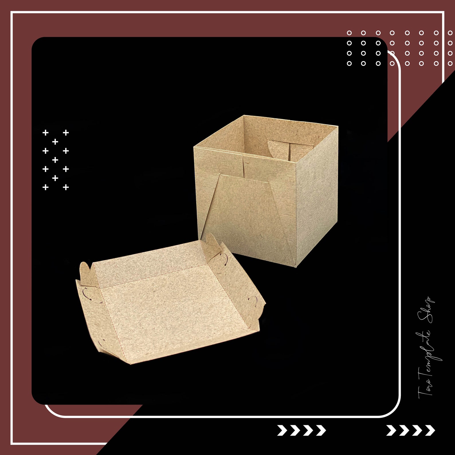 Square Box With Lid Template, Gift Box Template, Candy Box Template ...