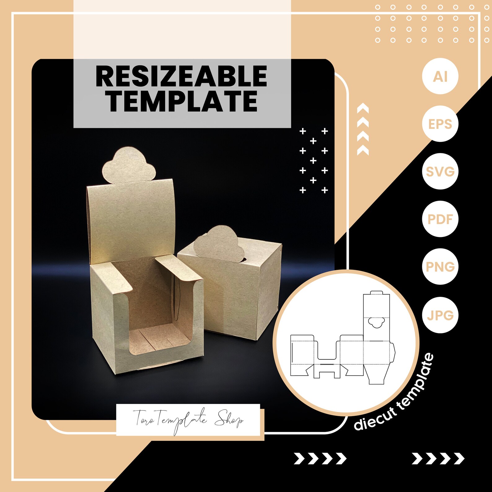 Gift Box Template, Box Template, Candy Box Template, Resizeable ...