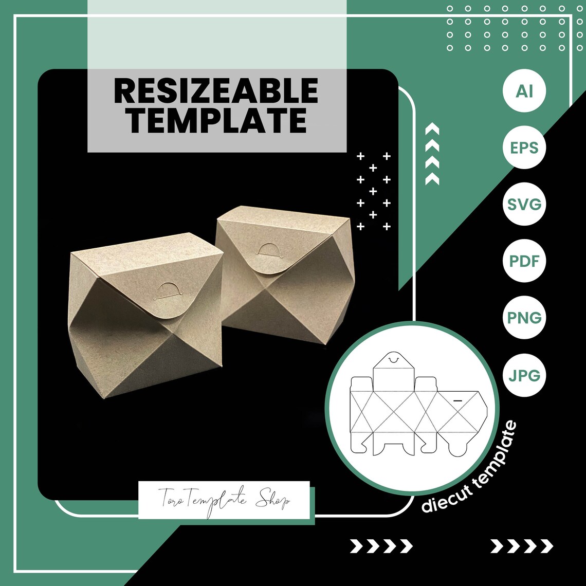Zigzag Box Template, Gift Box Template, Candy Box Template, Cookies Box ...