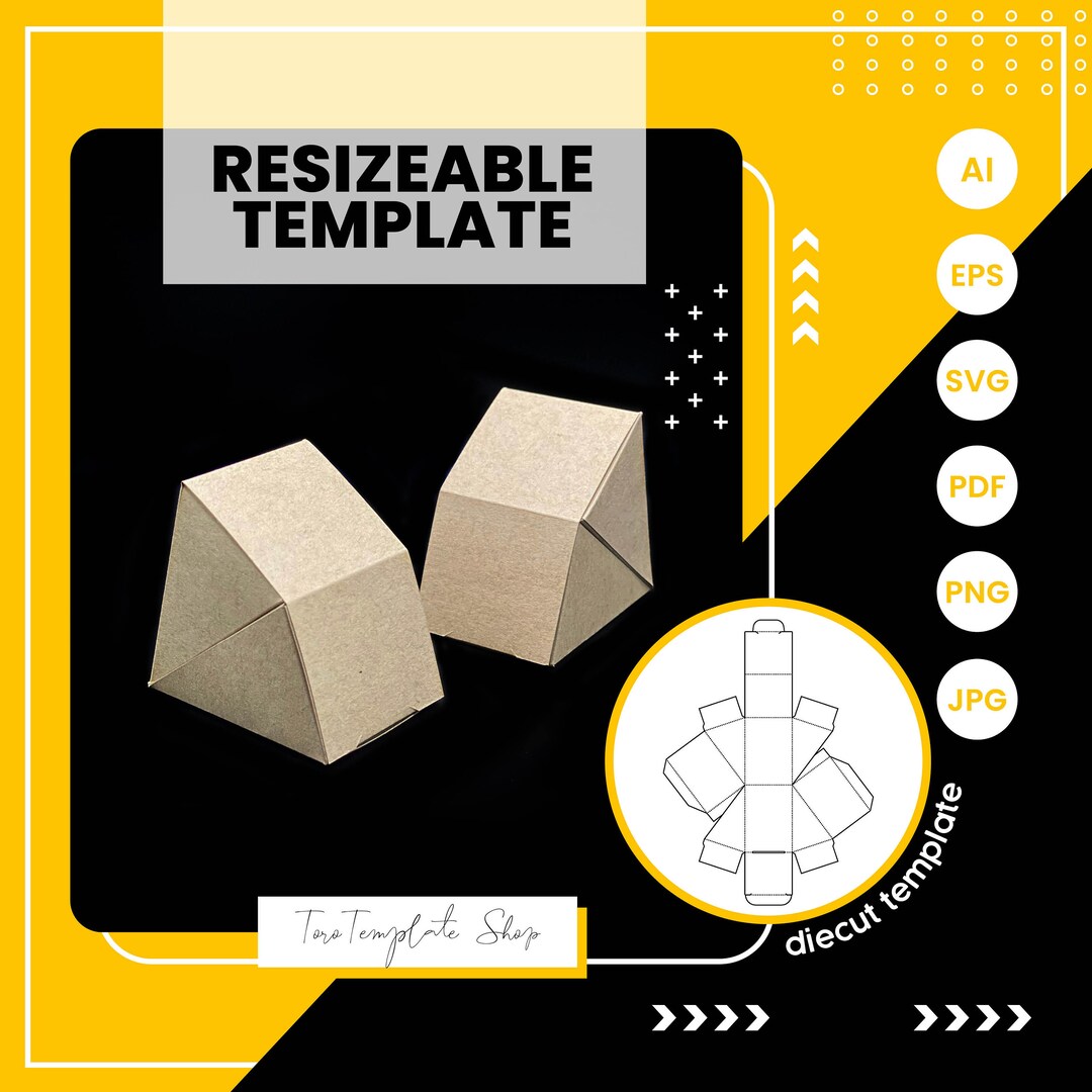Twin Triangle Box Template, Gift Box Template, Candy Box Template ...
