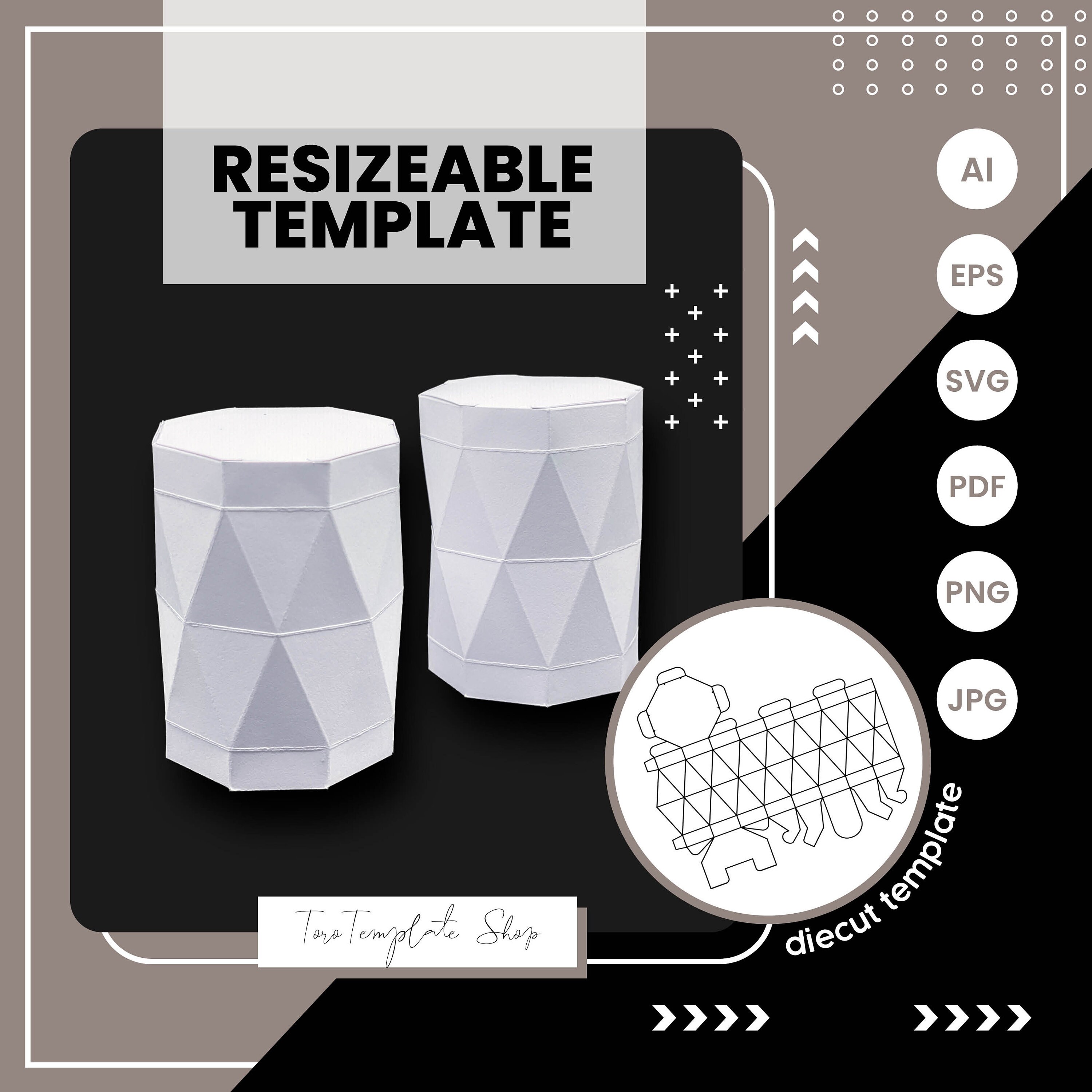 Octagon Box Template Zigzag Box Template Gift Box Template - Etsy