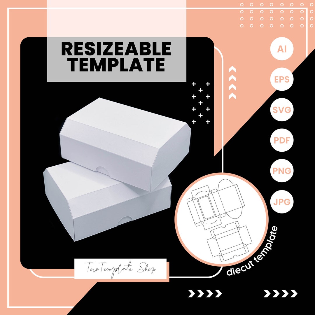Chamfered Gift Box Template: Resizeable Bakery Box (digital Download ...