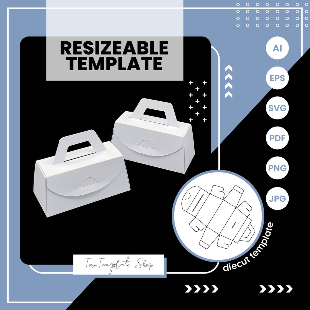 Trapezoid Handle Box Template: Resizeable Gift & Candy Box (digital ...