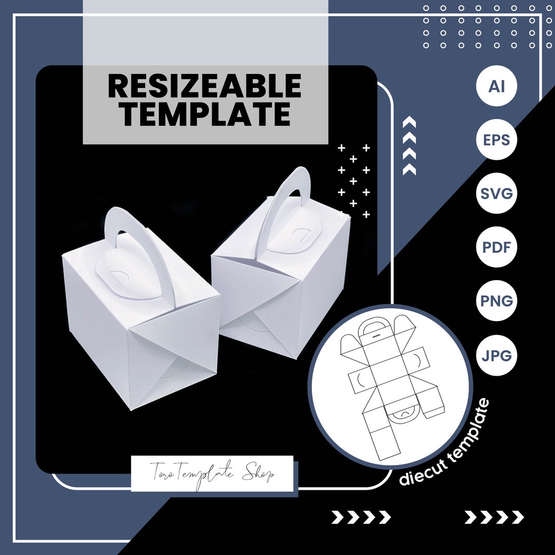 Rectangle Box With Handle Template, Gift Box Template, Box Template ...