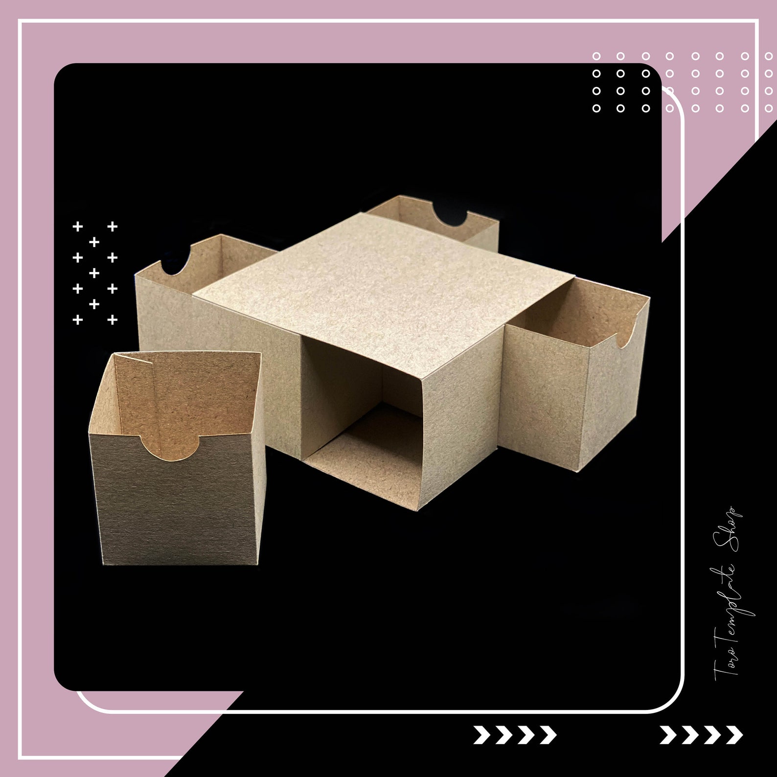 4-drawer Box Template: Resizeable Gift/candy/cookie Box (digital ...