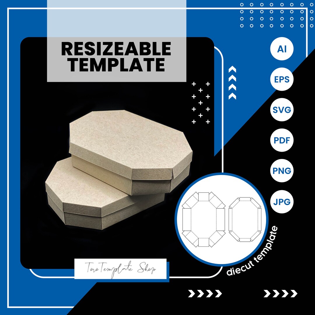 Octagon Box Template: Resizeable Gift/candy/cookie Box (digital ...