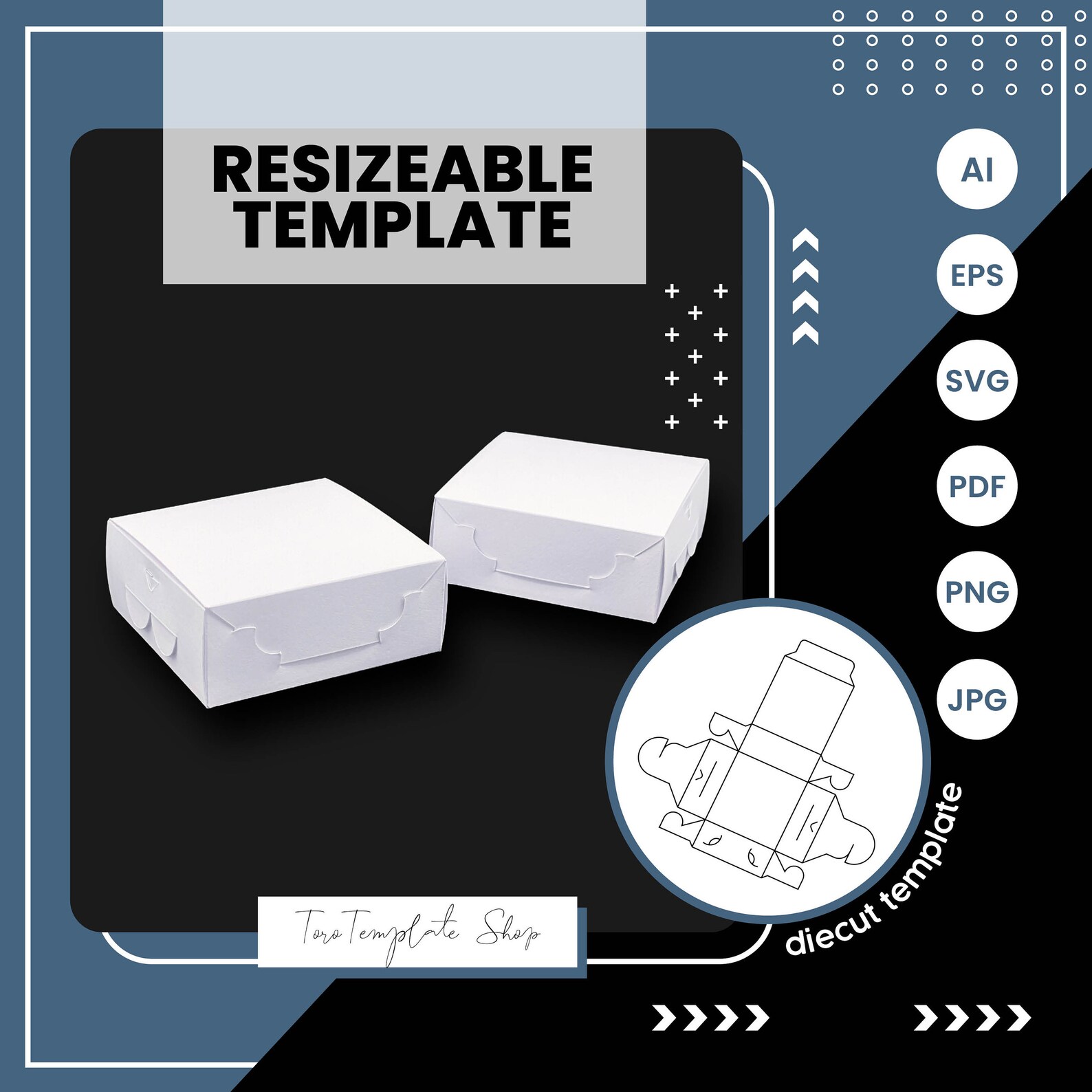 Pizza Box Template, Gift Box Template, Cookie Box Template, Resizeable ...