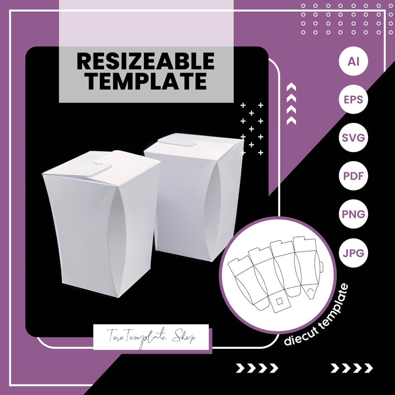 Curved Box Template, Gift Box Template, Candy Box Template, Resizeable ...