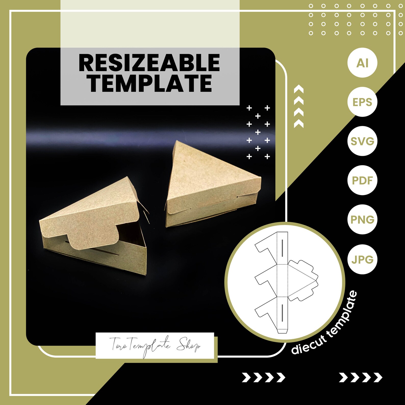 Triangle Gift Box Template: Printable, Resizeable (digital Download) - Etsy