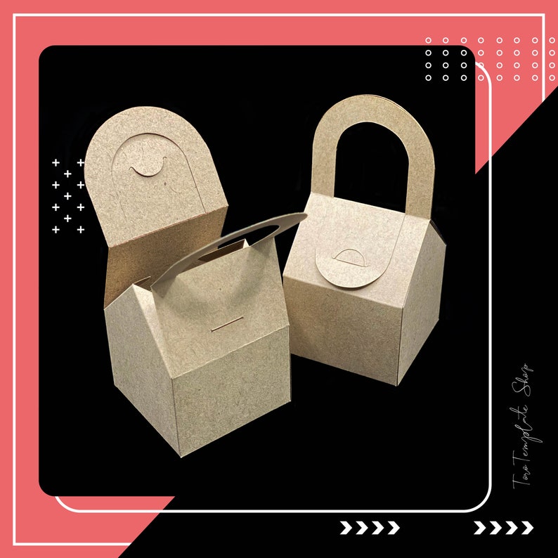 House Shape Box With Handle Template, Gift Box Template, Candy Box ...