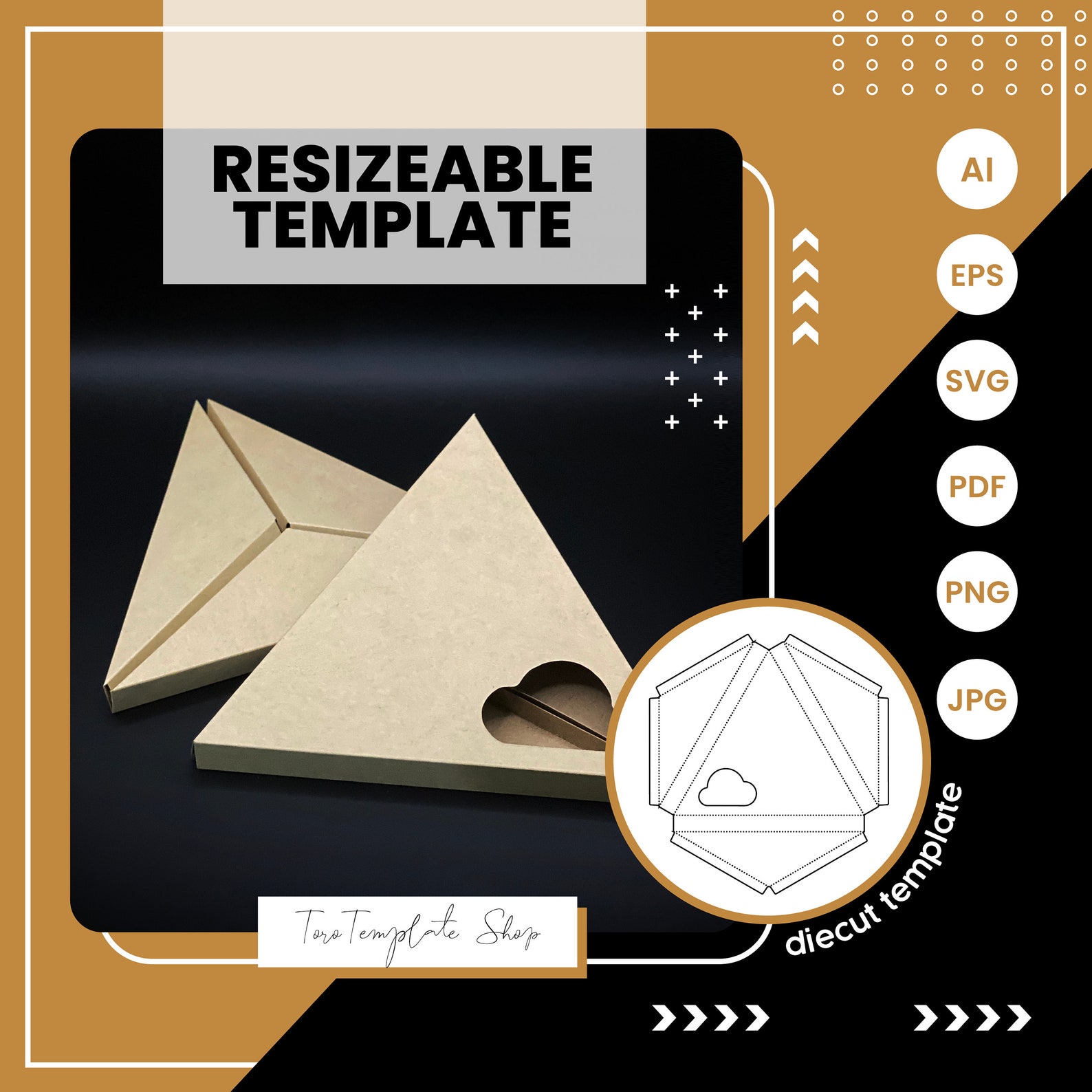 Triangle Box Template, Gift Box Template, Box Template, Handkerchief ...