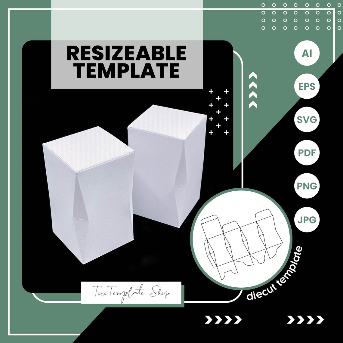 Cut Corner Box Template, Box Template, Candy Box Template, Resizeable ...