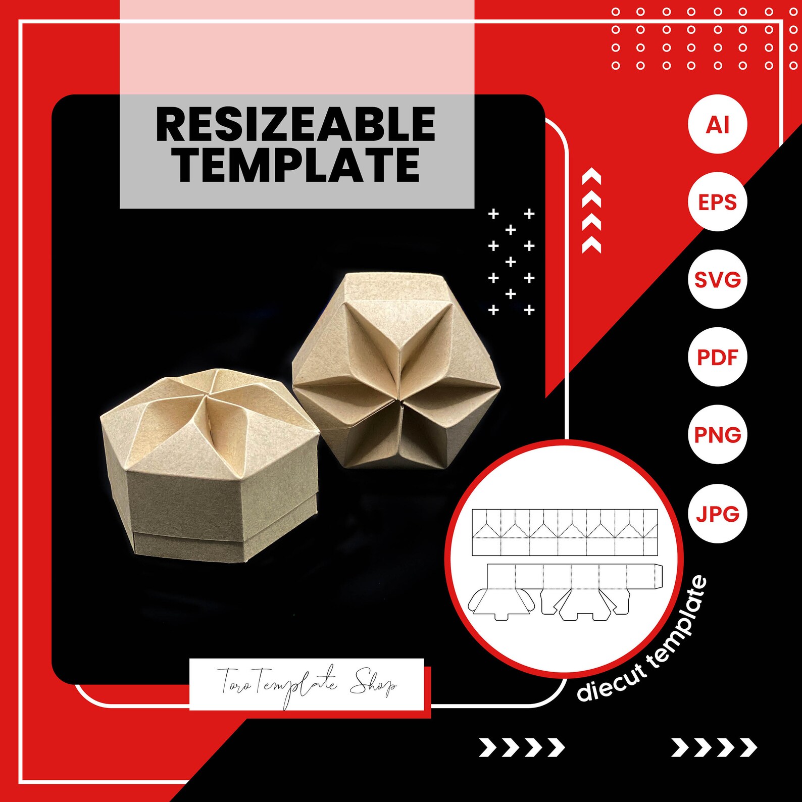 Hexagon Box Template, Gift Box Template, Candy Box Template, Cookies ...