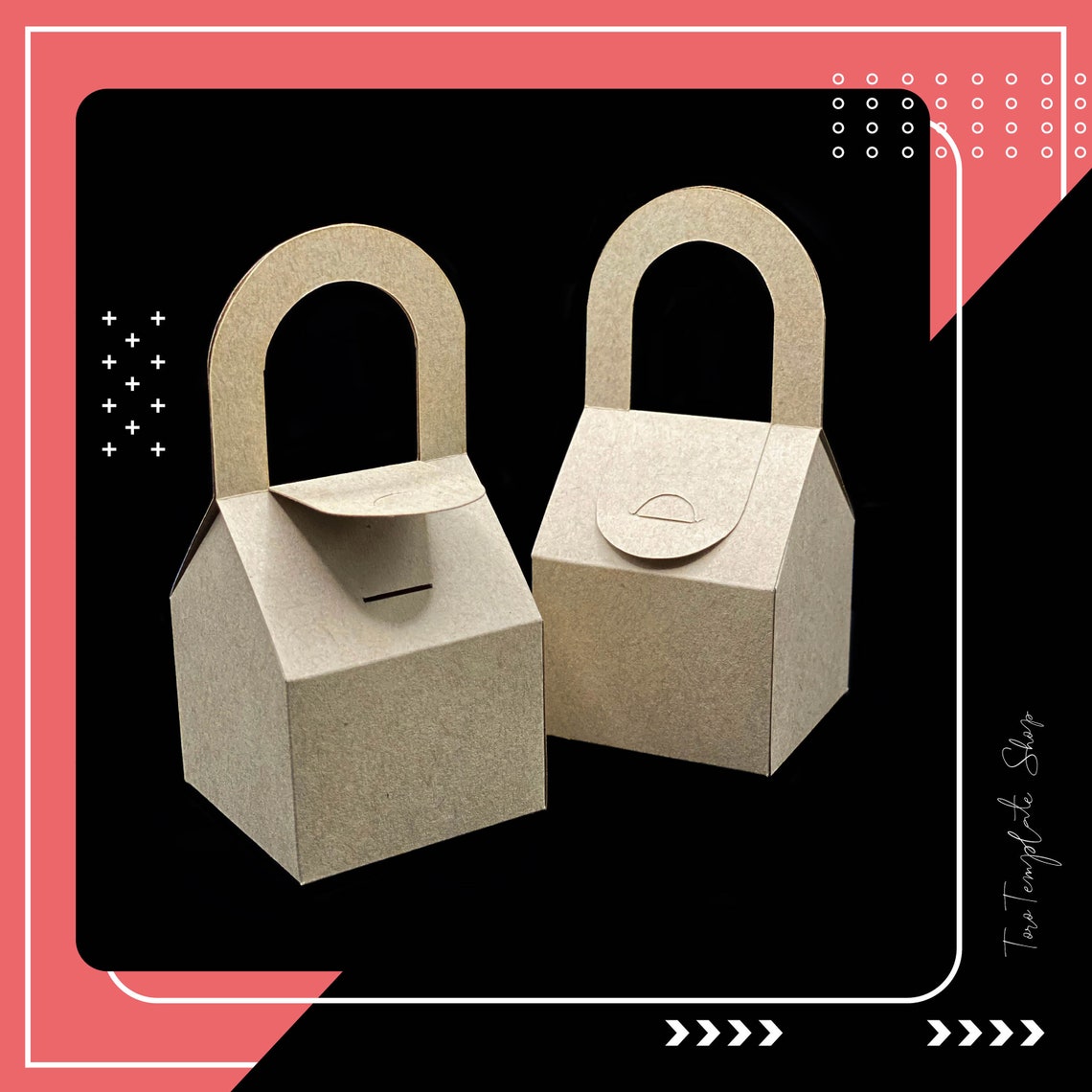 House Shape Box With Handle Template, Gift Box Template, Candy Box ...