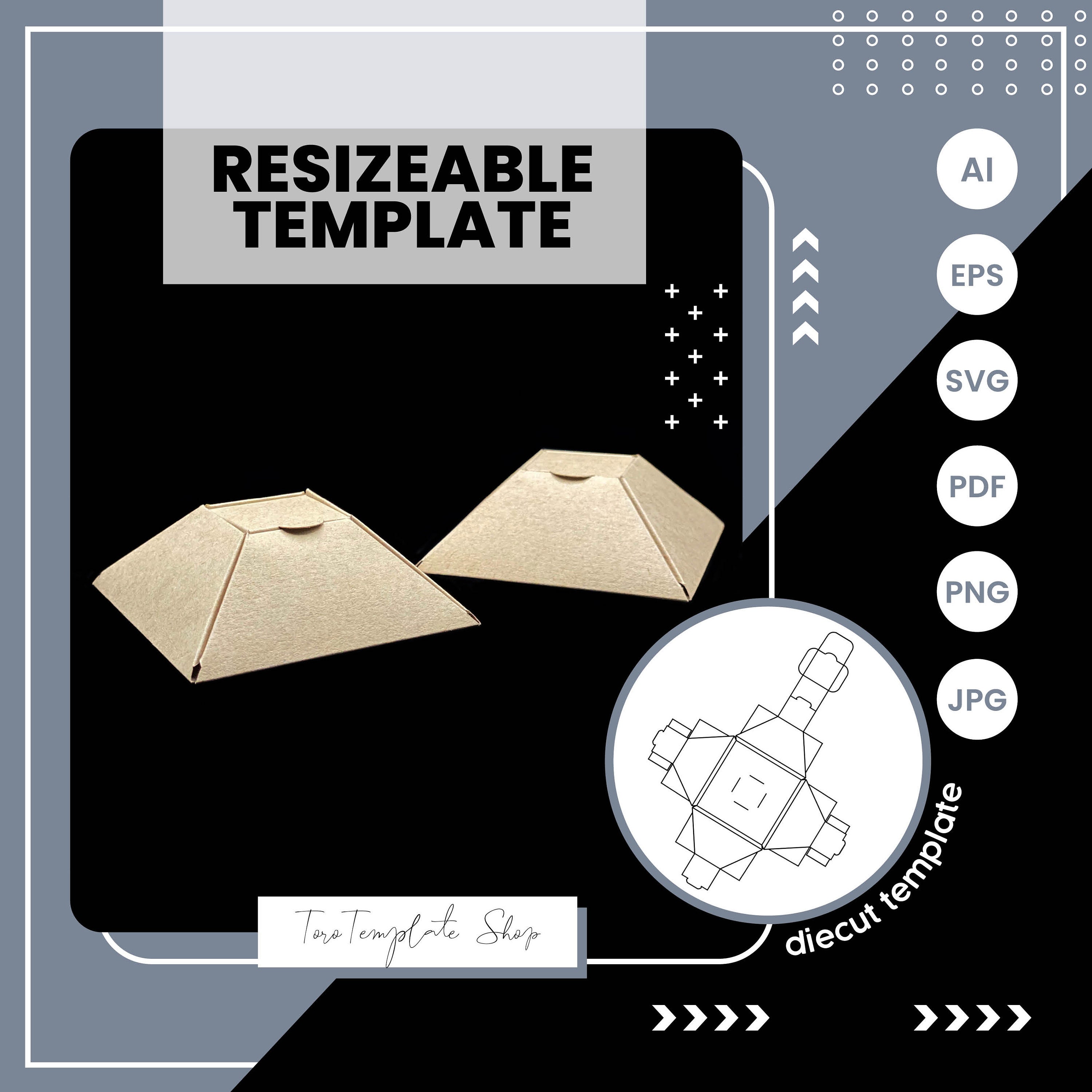 Pyramid Box Template, Gift Box Template, Candy Box Template, Jewelry ...