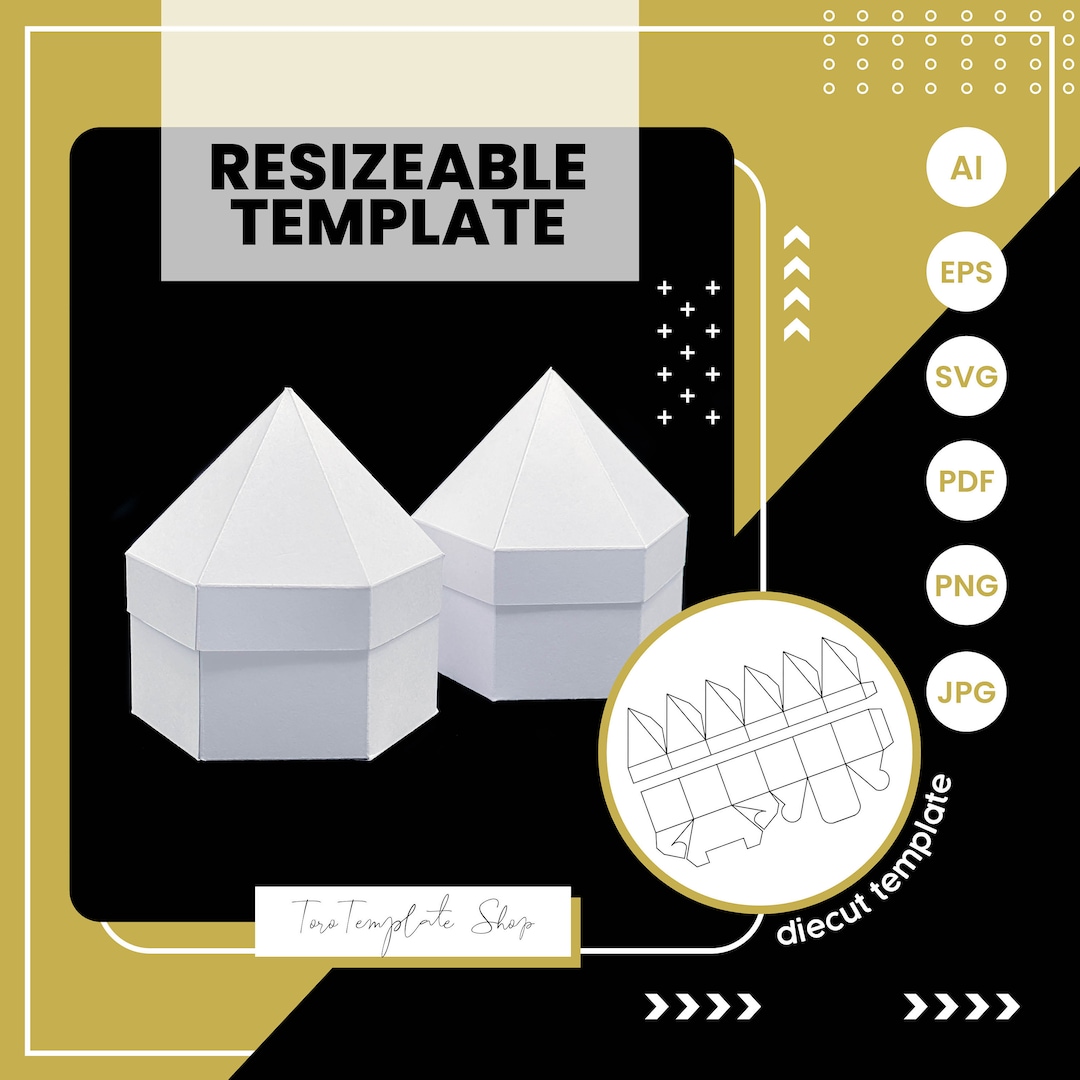 Hexagon Box Template: Resizeable Gift/jewelry/candy Box (digital ...