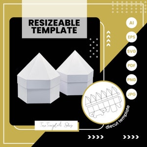 Hexagon Box With Lid Template, Gift Box Template, Jewelry Box Template ...