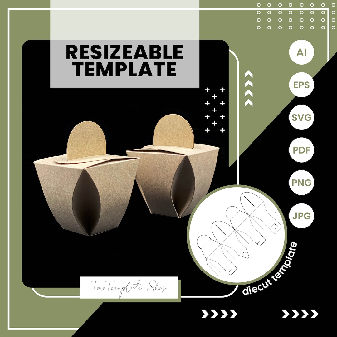 Curved Box Template, Gift Box Template, Candy Box Template, Cookies Box ...