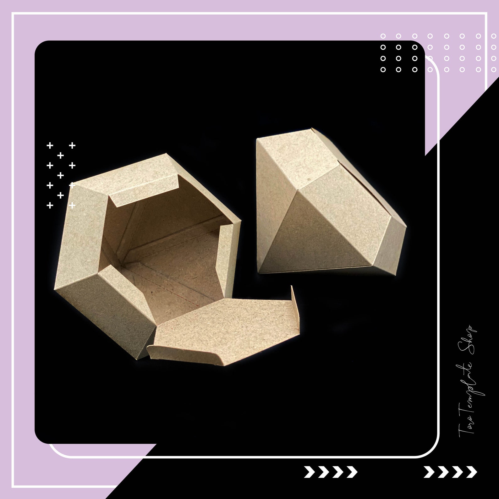 Diamond Shape Box Template, Gift Box Template, Candy Box Template ...