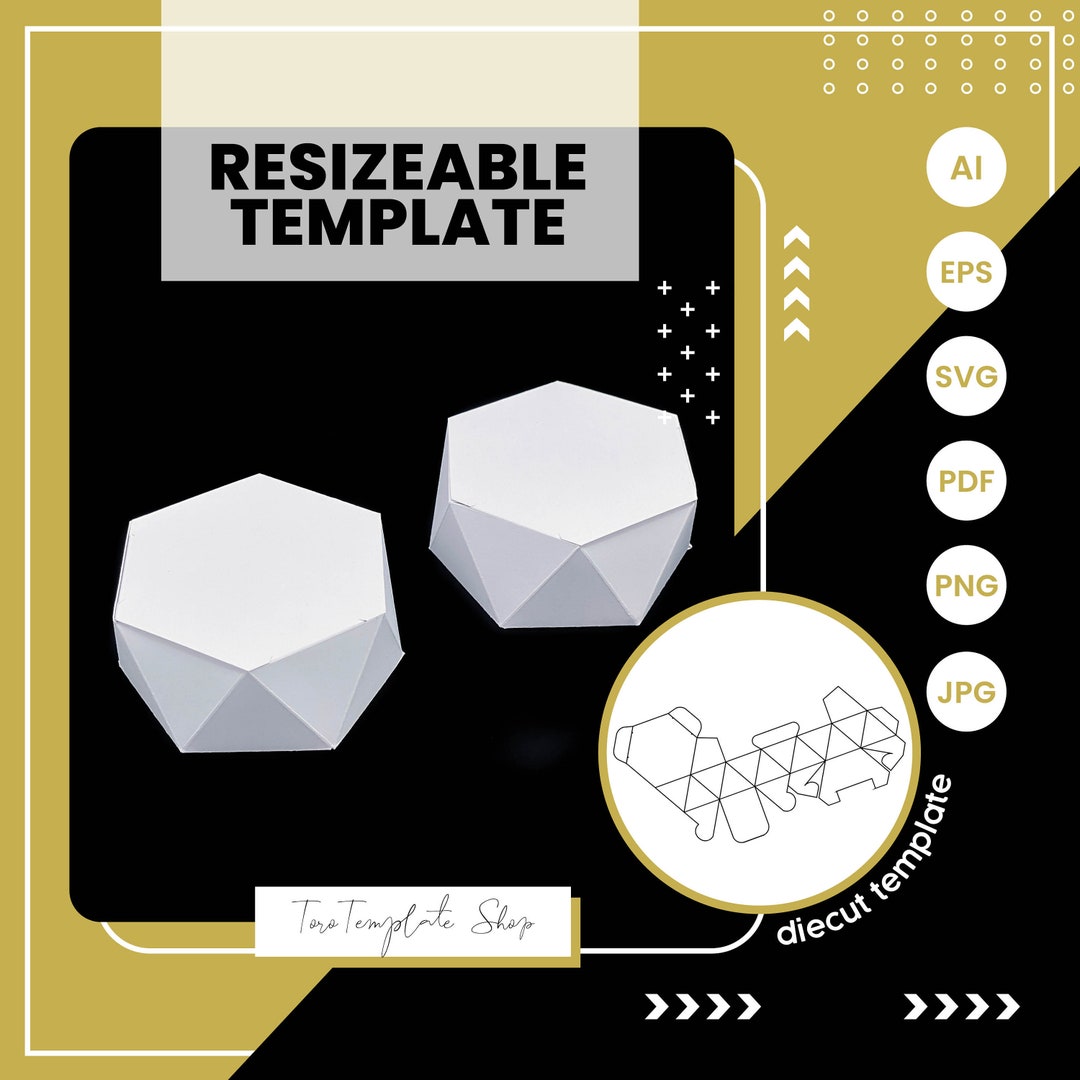 Hexagon Crystal Box Template, Gift Box Template, Candy Box Template ...