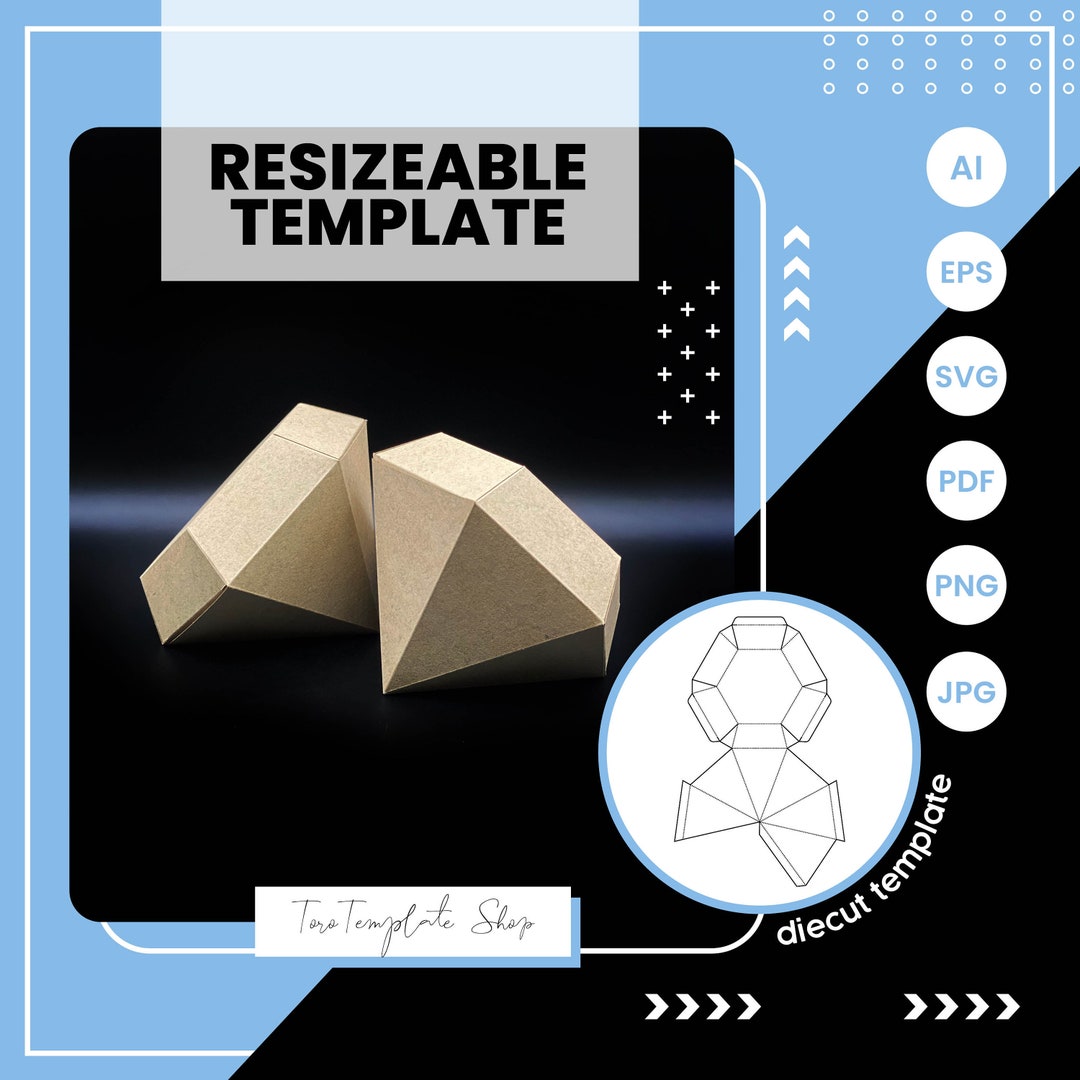 Diamond Shape Box Template, Gift Box Template, Candy Box Template ...