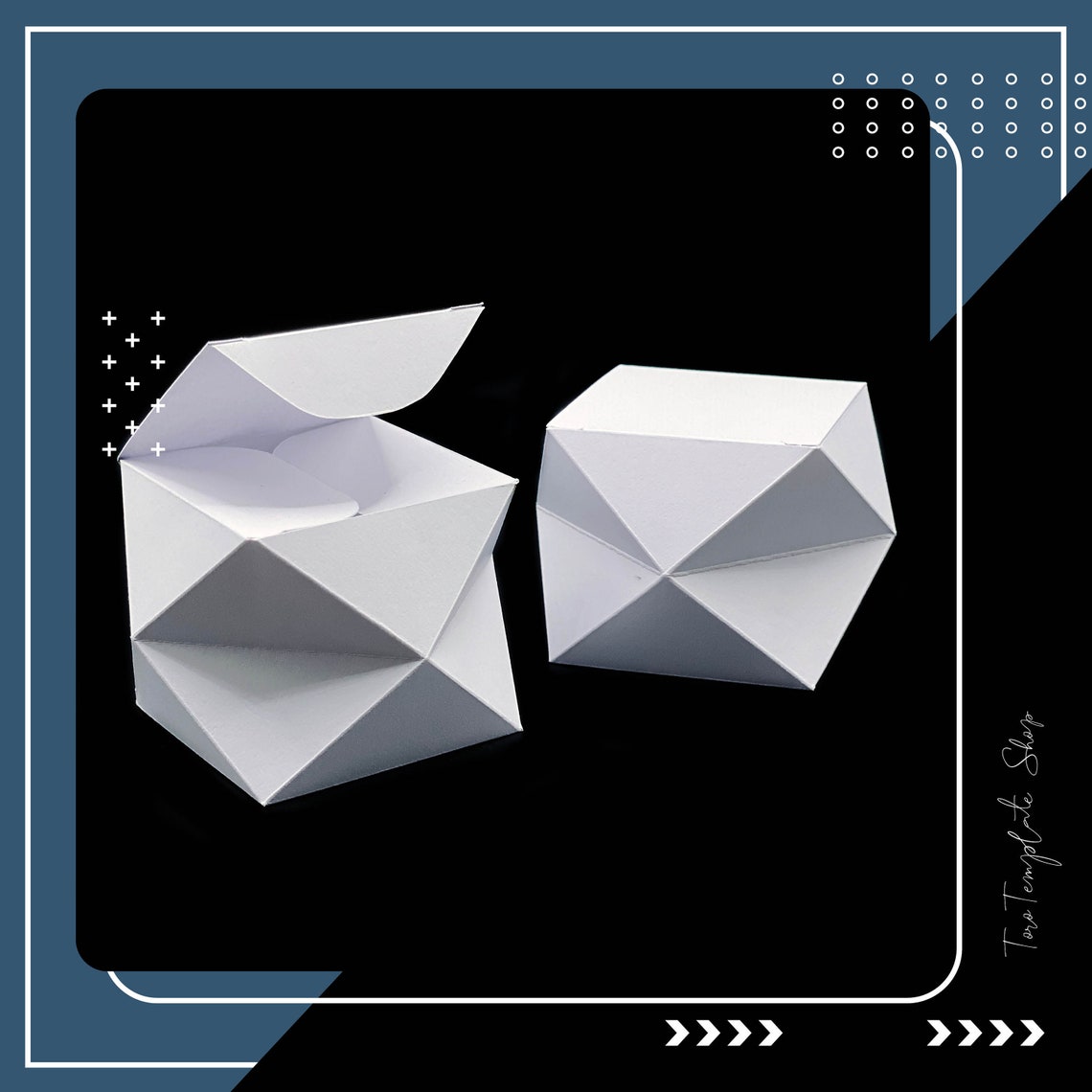 Square Crystal Box Template, Gift Box Template, Candy Box Template ...